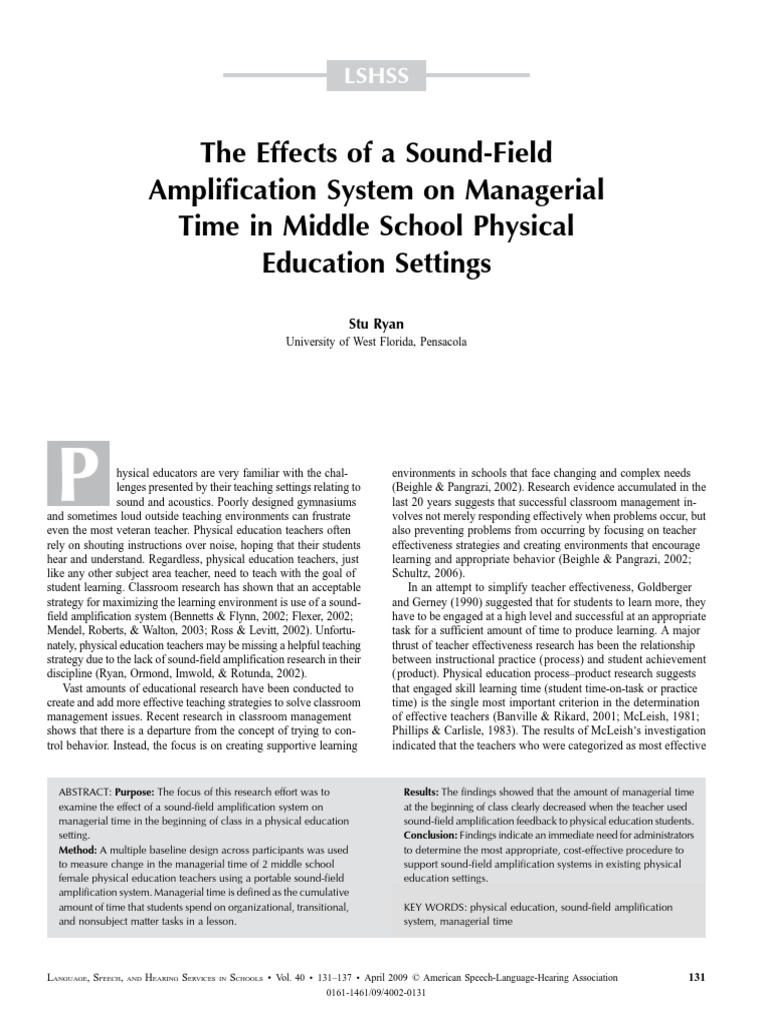The Effects of A Sound-Field Amplification System On Managerial Time in ...
