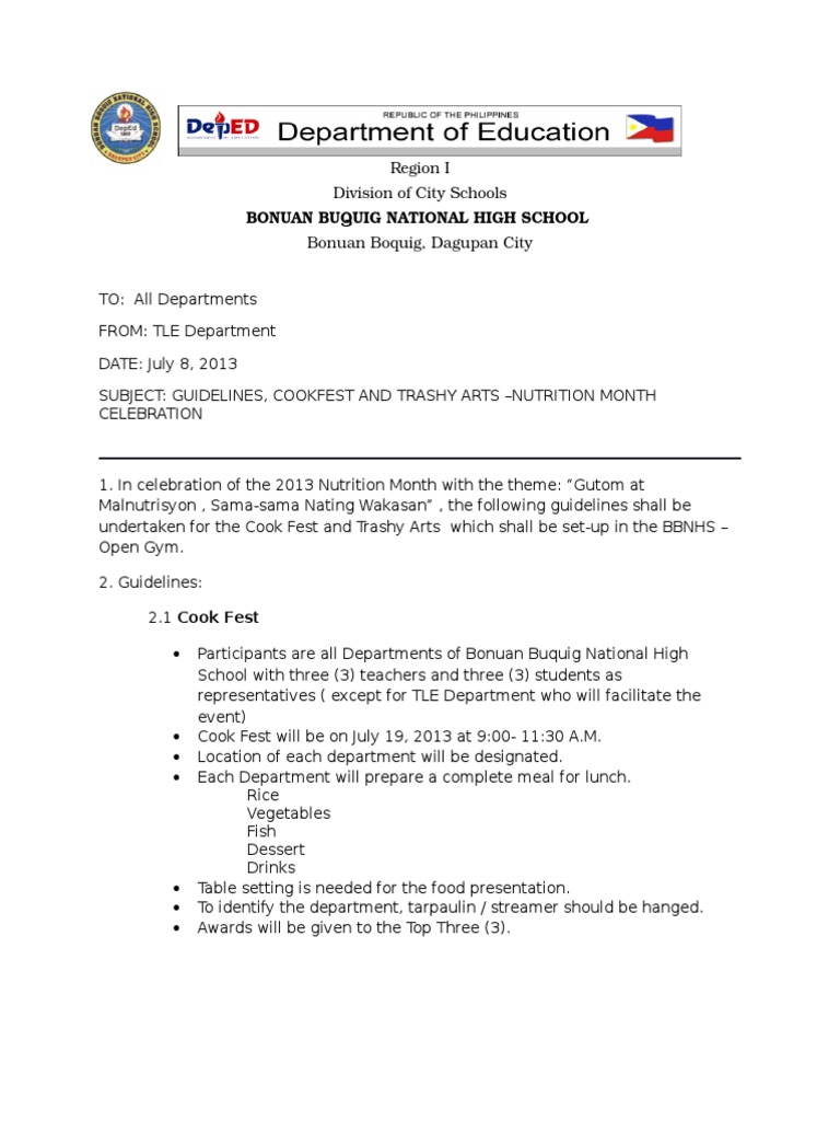 Cookfest Guidelines | PDF | Food And Drink Preparation | Foods