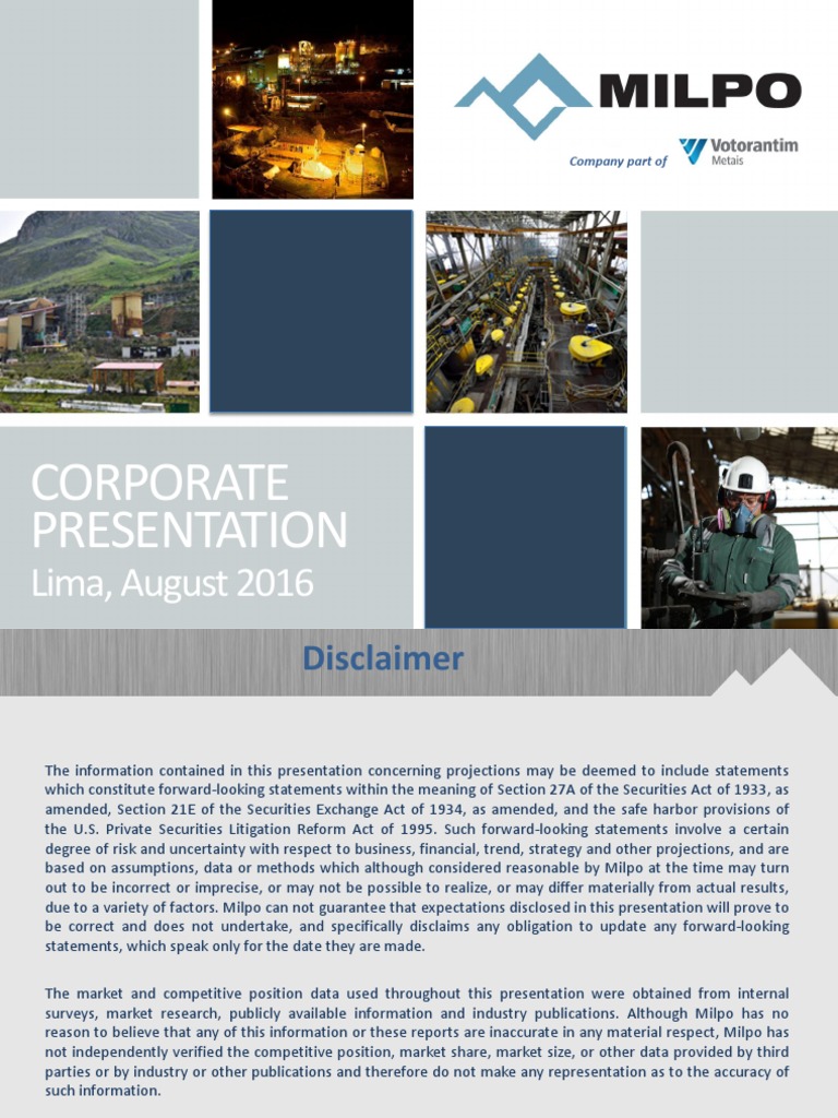 Presentacion Milpo 2Q16 | PDF | Free Cash Flow | Mining