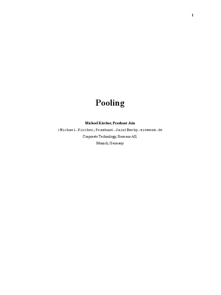 Pooling | PDF