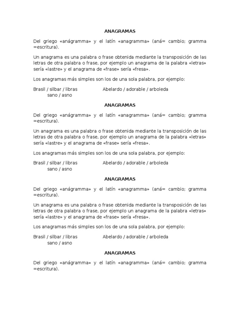 Anagramas | PDF | Idiomas