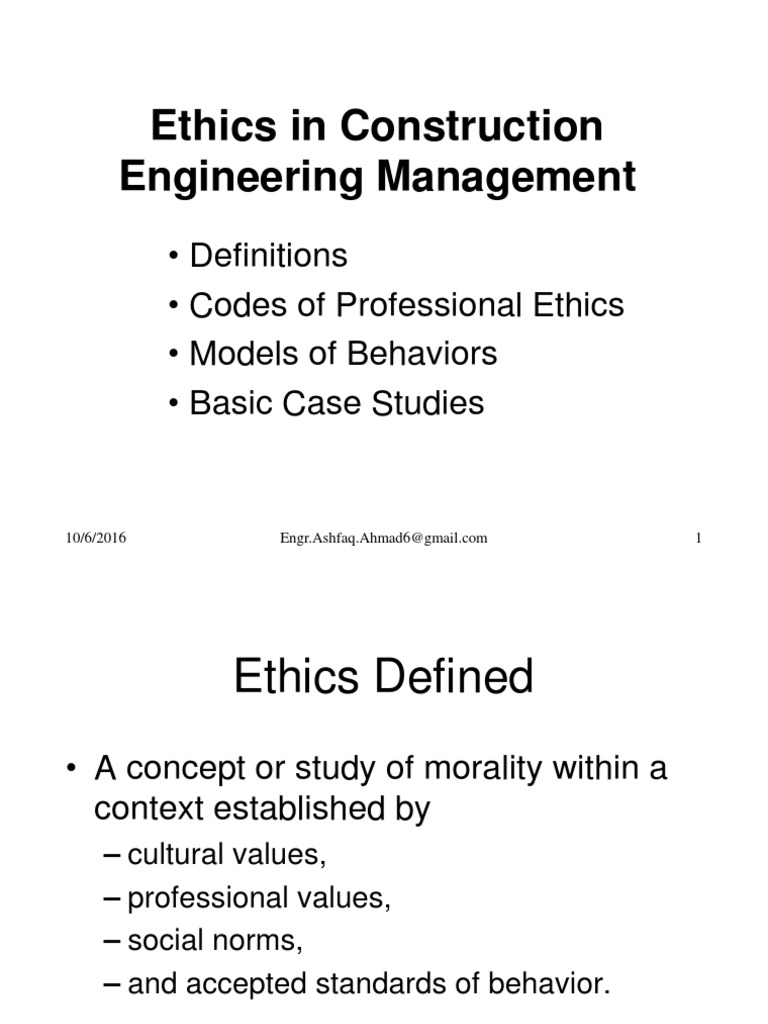 Ethics in Construction Management | PDF | Professional Ethics | Profession