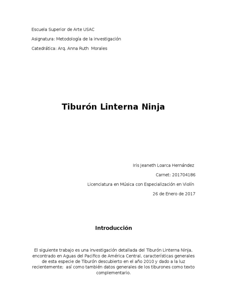 Tiburón Linterna Ninja: Etmopterus benchleyi | PDF | Tiburones ...