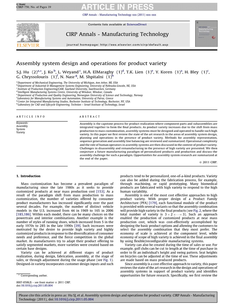 Assembly System Design and Operations PDF | PDF | Graph Theory ...