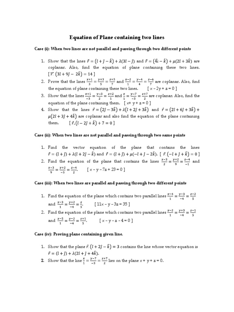 6 Plane Containing Two Lines | PDF | Line (Geometry) | Plane (Geometry)