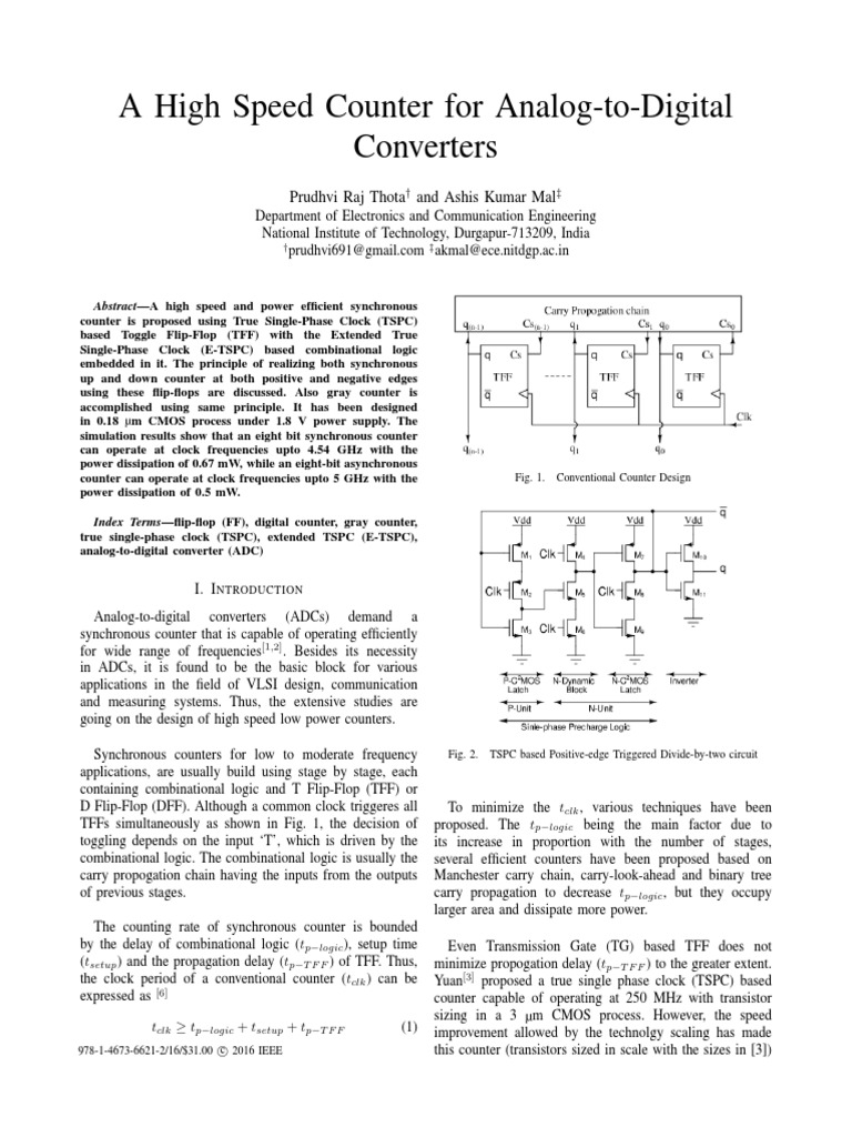 A High Speed Counter For Analog-to-Digital Converters: Prudhvi Raj ...