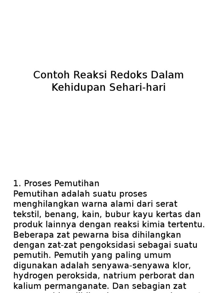Contoh Reaksi Redoks Dalam Kehidupan Sehari-Hari | PDF