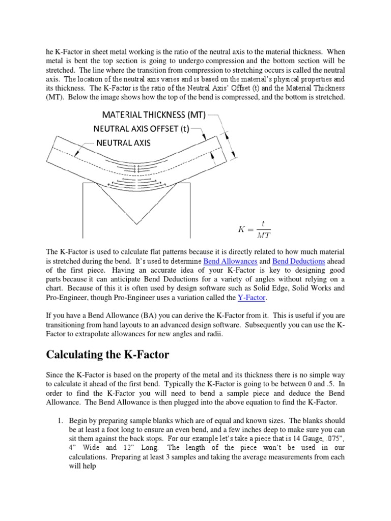 Calculating The K-Factor: Bend Allowances Bend Deductions | PDF | Industries | Applied And ...