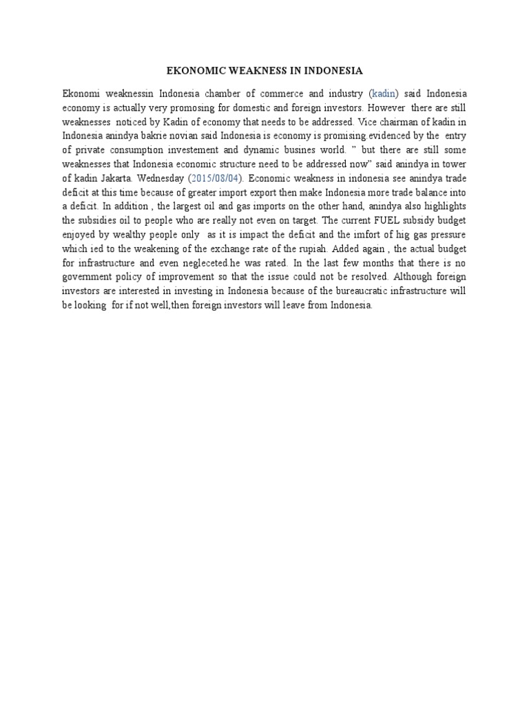 Addressing Economic Weaknesses in Indonesia: Reducing Trade Deficits ...