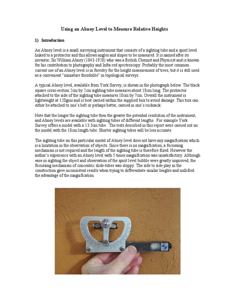 Using An Abney Level To Measure Relative Heights: 1) Introduction | PDF ...