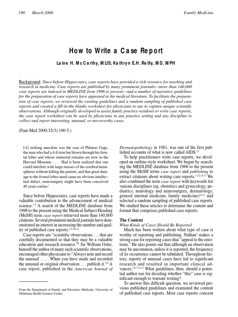 How To Write A Case Report PDF | PDF | Case Report | Abstract (Summary)