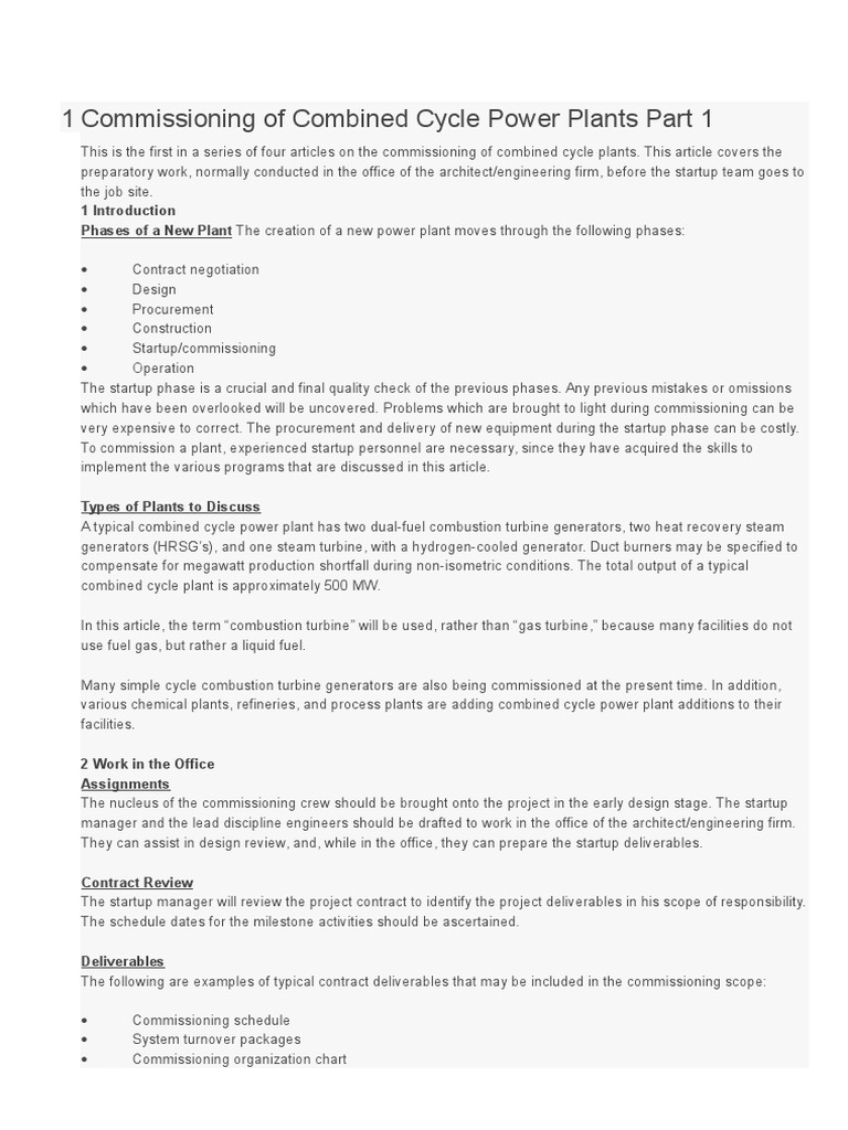 Commissioning of Combined Cycle Power Plants | PDF | Electrical ...