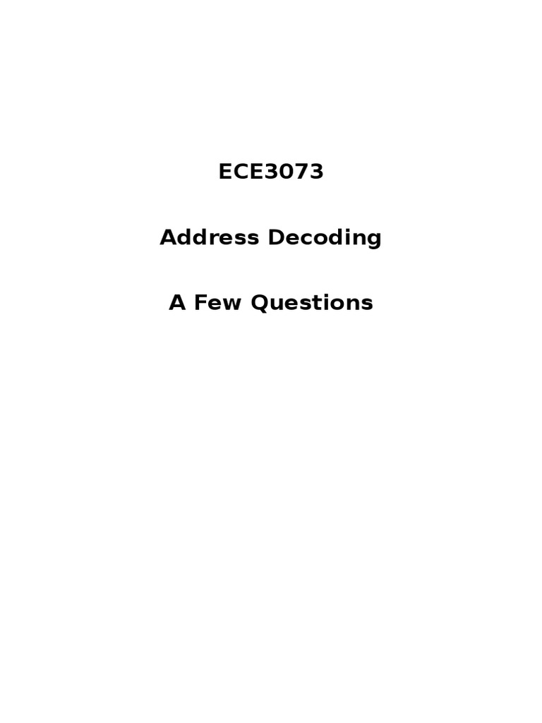 Address Decoding For Multiple Memory Components Using An 8 Bit Microprocessor Pdf Random