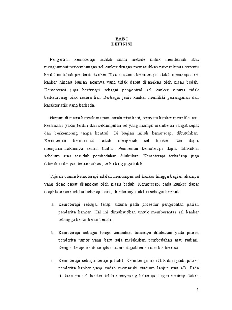 Pengertian dan Ruang Lingkup Kemoterapi | PDF