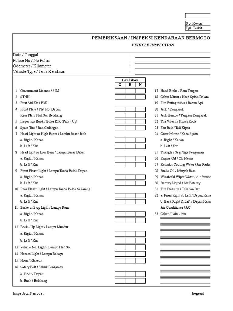 Form Inspek Kendaraan