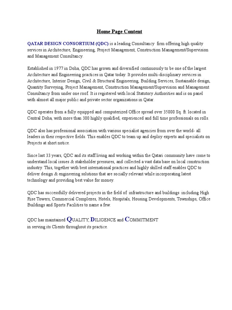 Home Page Content: Qatar Design Consortium (QDC) | PDF