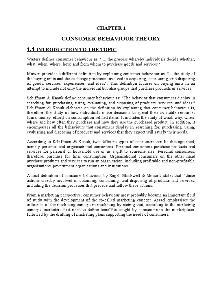Consumer Behaviour Theory Pdf Consumer Behaviour Behavior