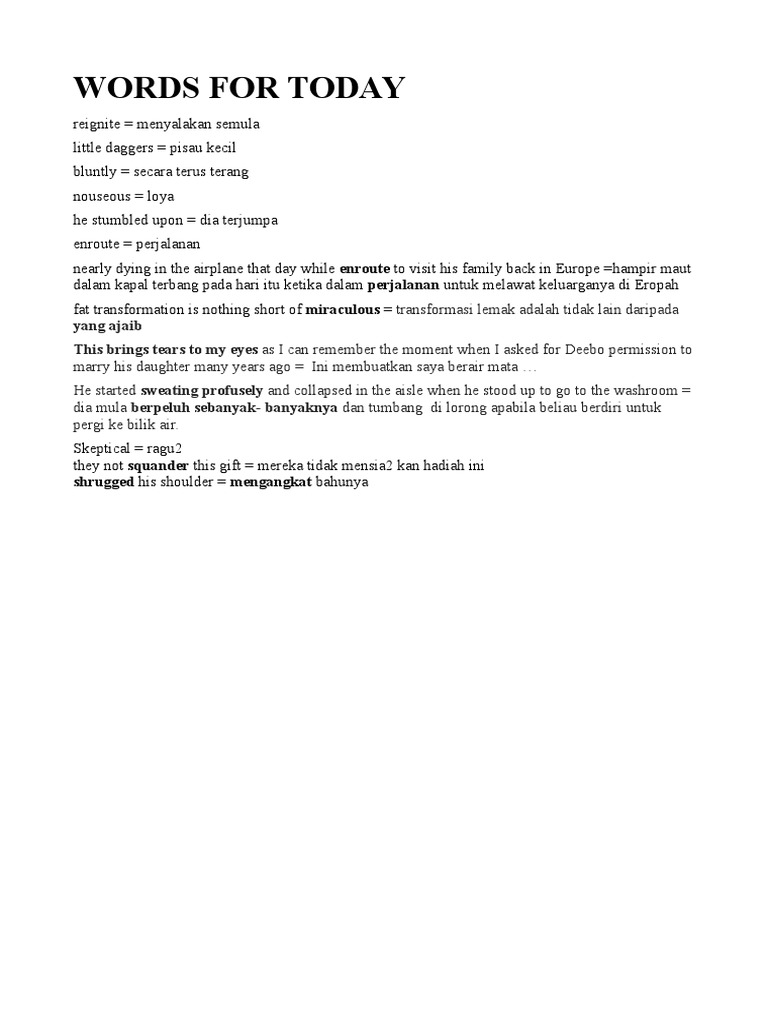 Words For Today | PDF