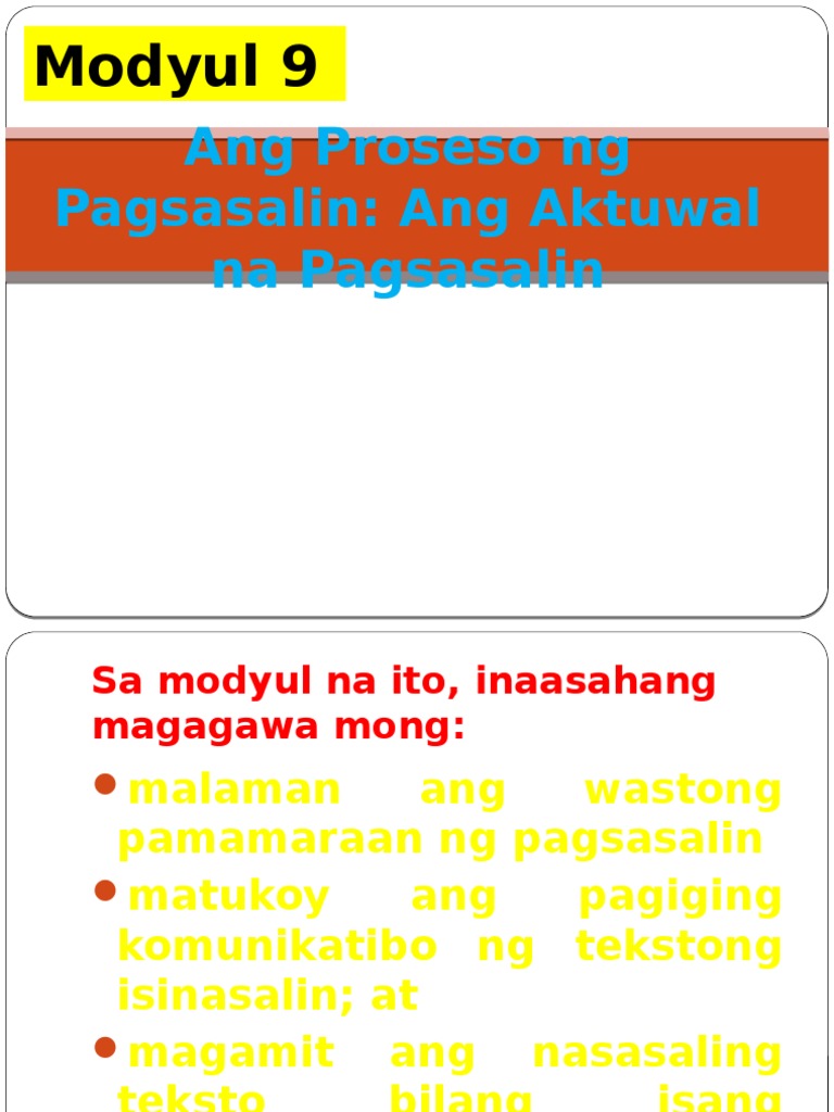 Proseso NG Pagsasalin | PDF