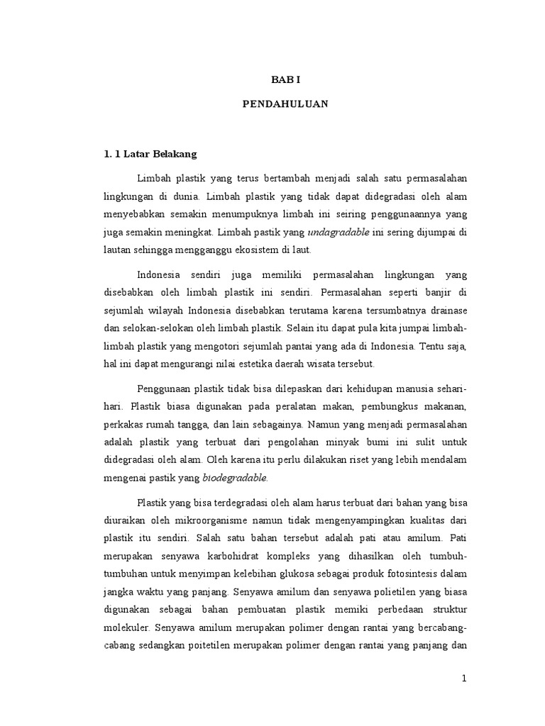 Pengolahan Limbah Sagu Menjadi Bioplastik Ramah Lingkungan | PDF ...