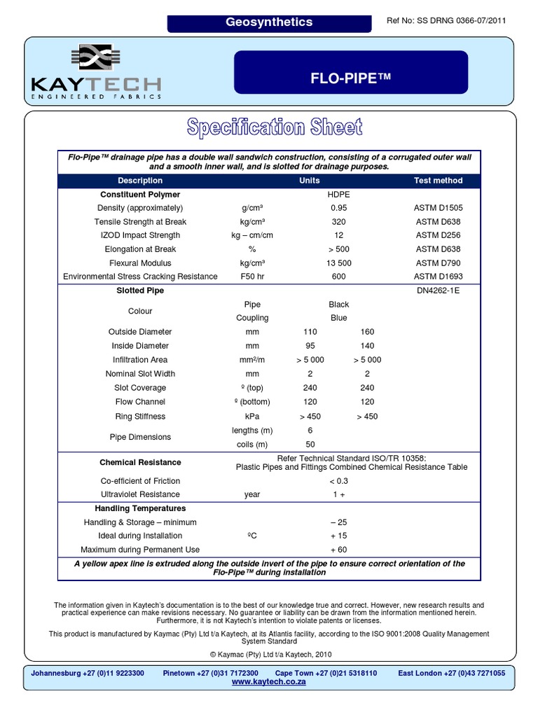 Kaytech FLOPIPE2011 | PDF | Pipe (Fluid Conveyance) | Strength Of Materials