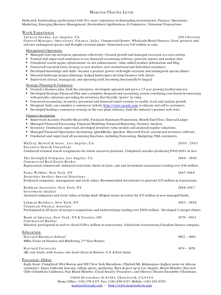 Maurice Levin Resume CV 2017 | PDF