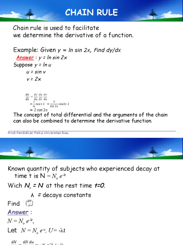 Chain Rule: Chain Rule Is Used To Facilitate We Determine The ...