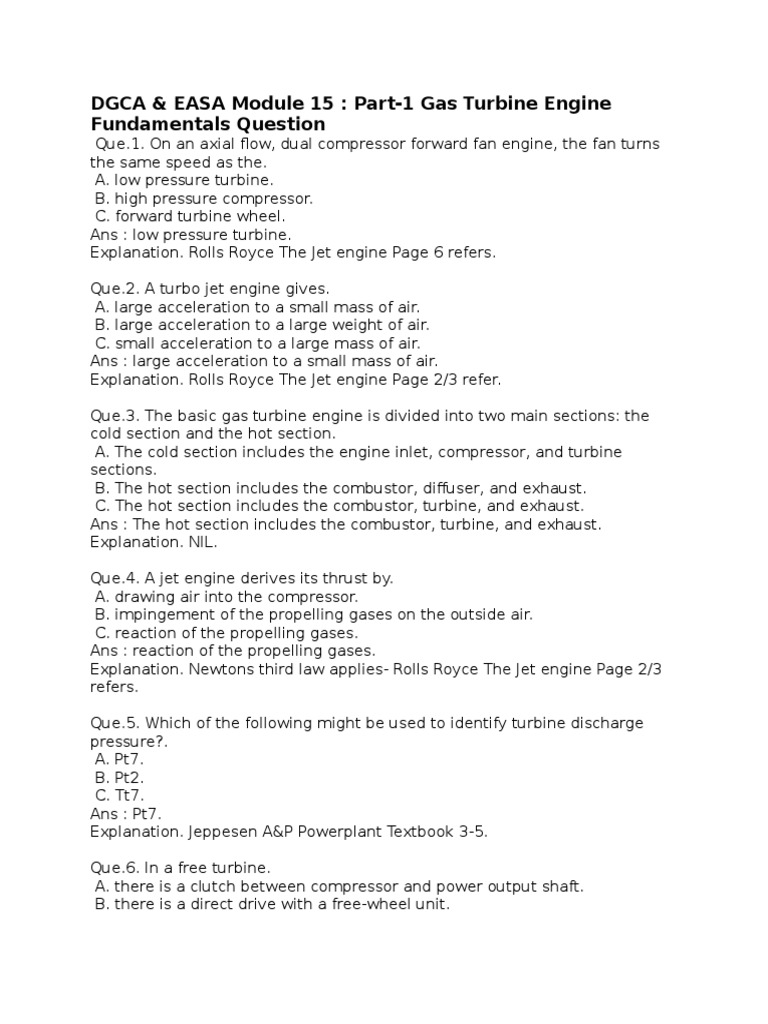 Dgca & Easa Module 15 | PDF | Jet Engine | Gas Turbine