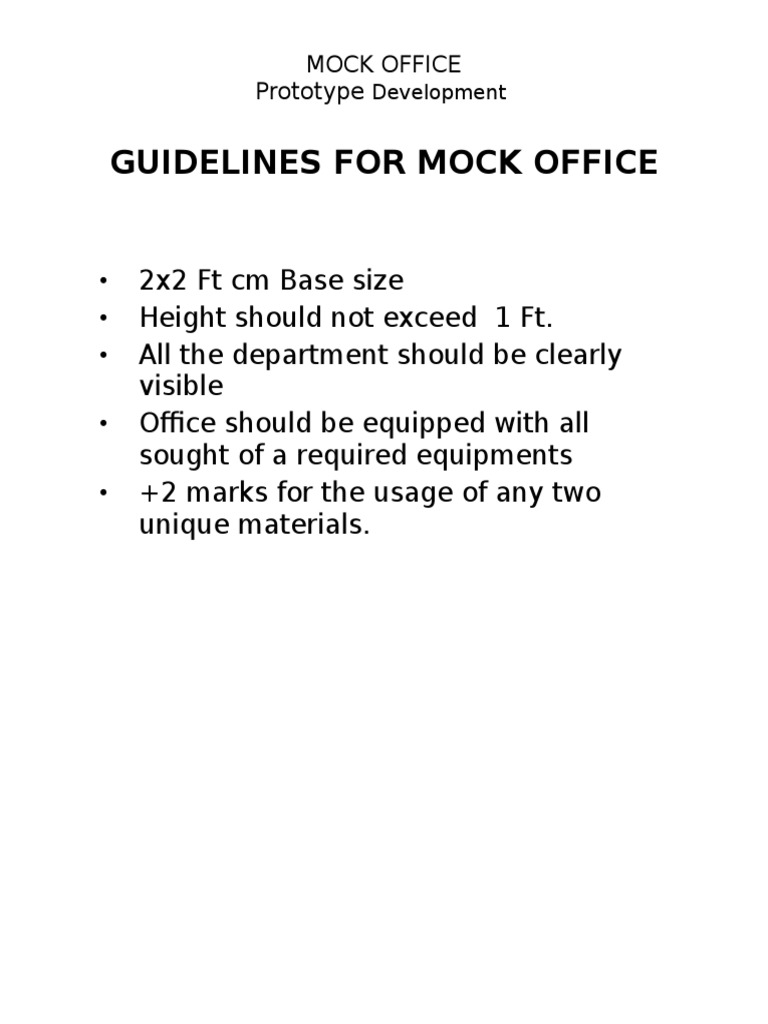 Guidelines For Mock Office | PDF