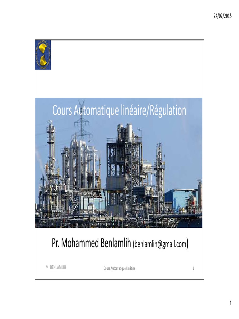 Cours Automatique linéaire Séance 1.pdf | Automation | Transformation ...