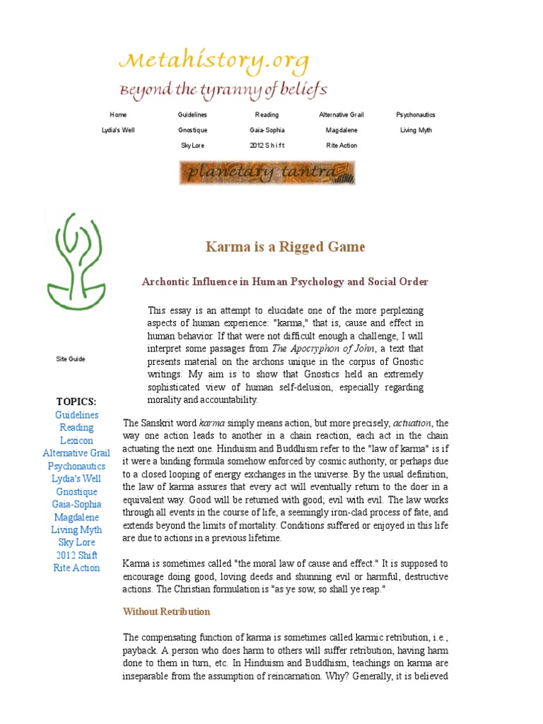 Karma Is A Rigged Game - Archontic Influence in Human Psychologn and ...