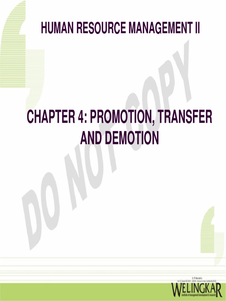 Chapter 4: Promotion, Transfer and Demotion: Human Resource Management ...
