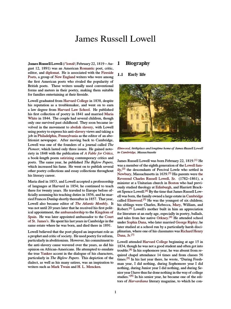 James Russell Lowell's Legacy | PDF | Poetry