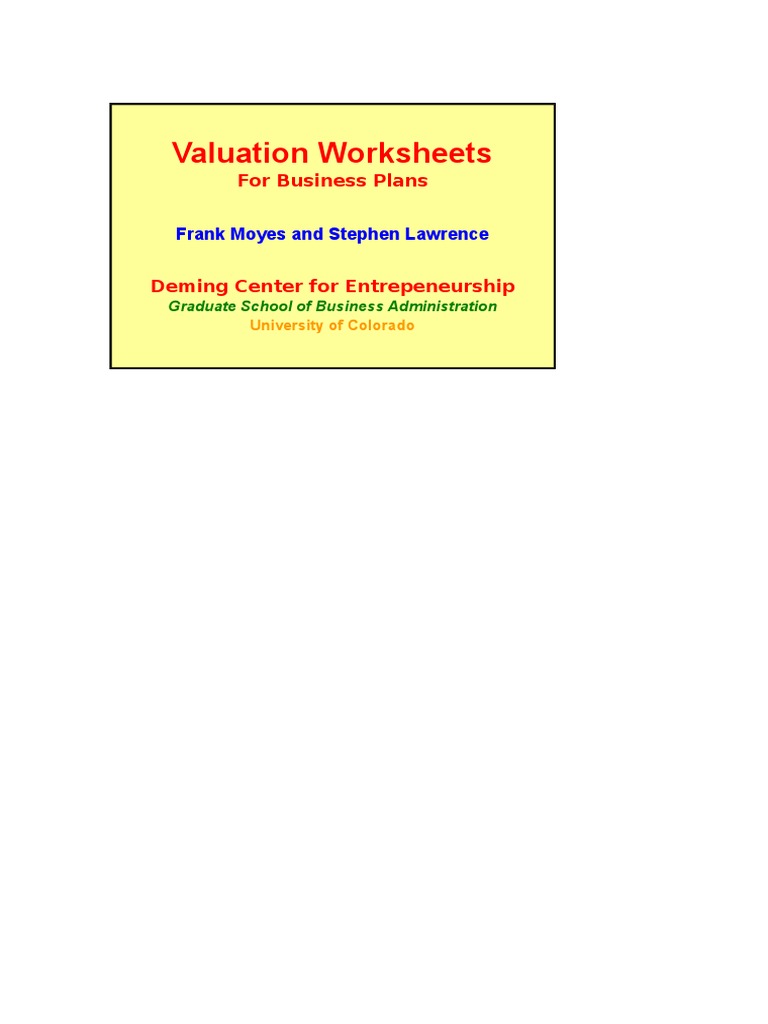 Valuation Worksheet | PDF | Valuation (Finance) | Initial Public Offering