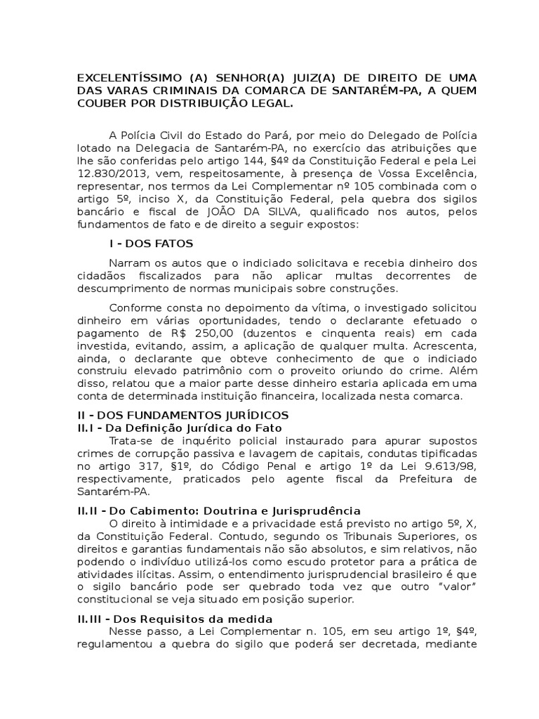 Modelo Quebra Sigilo Bancario | PDF | Crime e violência | Thriller criminal