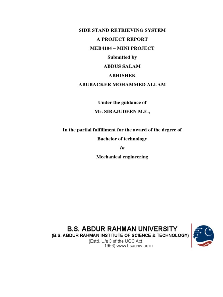 Design and Development of an Automatic Side Stand Retrieval System for ...