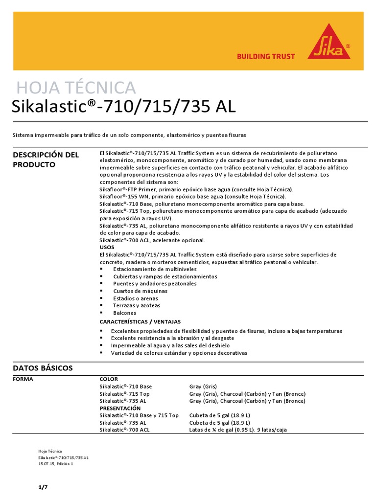 Sikalastic-710-715-735 AL PDF | PDF | Aluminio | Color