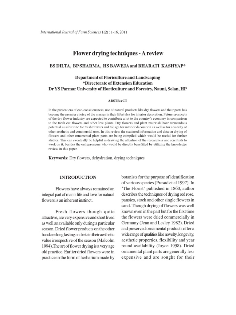 Flower Drying Techniques - A Review: International Journal of Farm ...