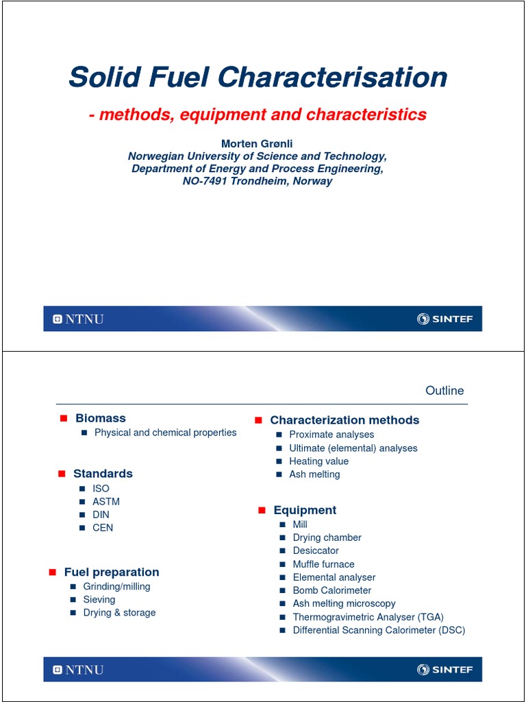 Solid Fuel Characterization Methods | PDF | Thermogravimetric Analysis ...