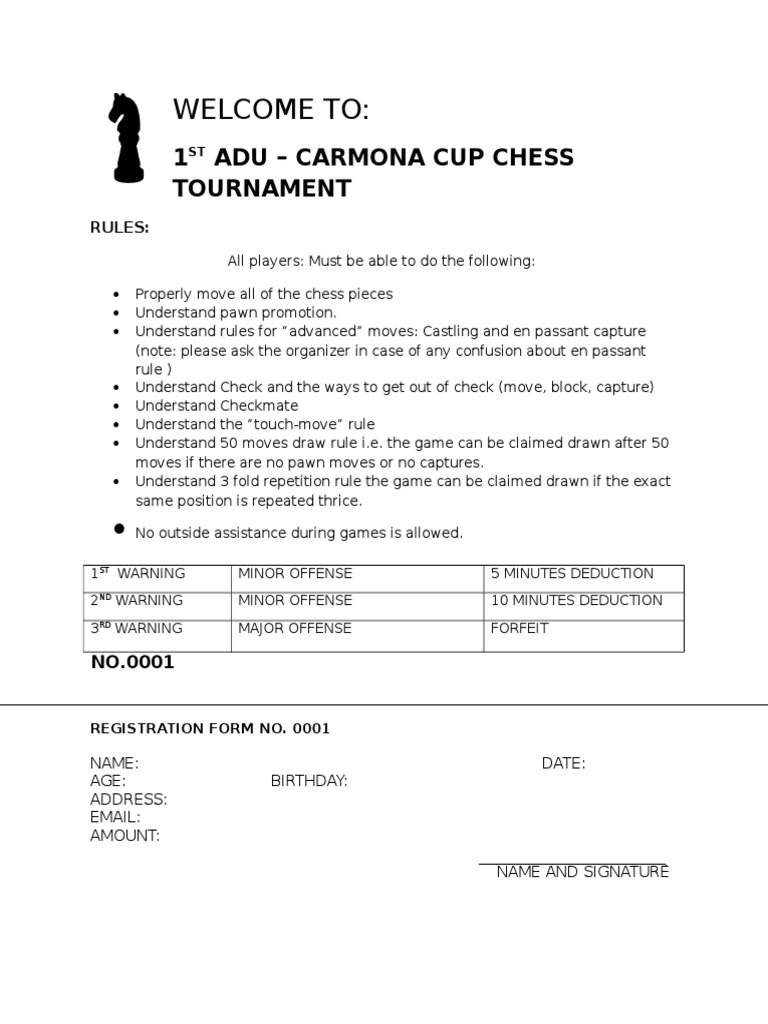 Registration Form | PDF | Chess | Game Rules