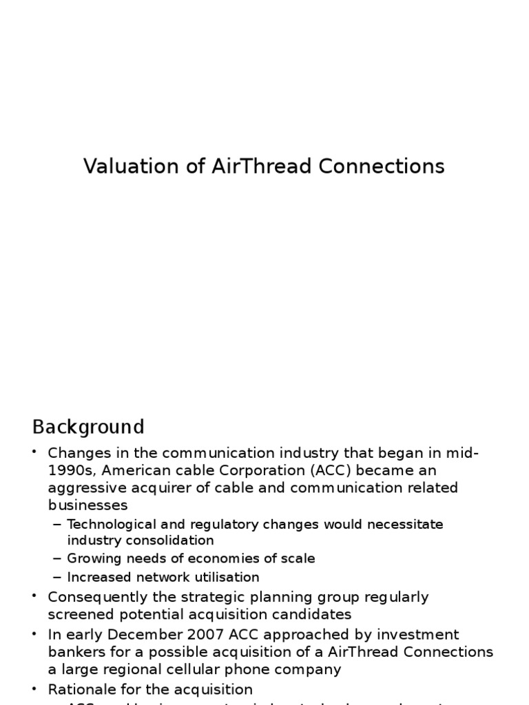 Valuation of Airthread Connections | PDF | Discounting | Investing