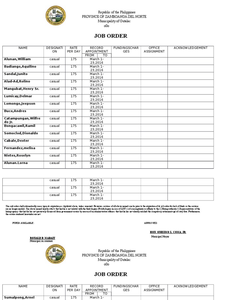 Job Order Word111 | PDF
