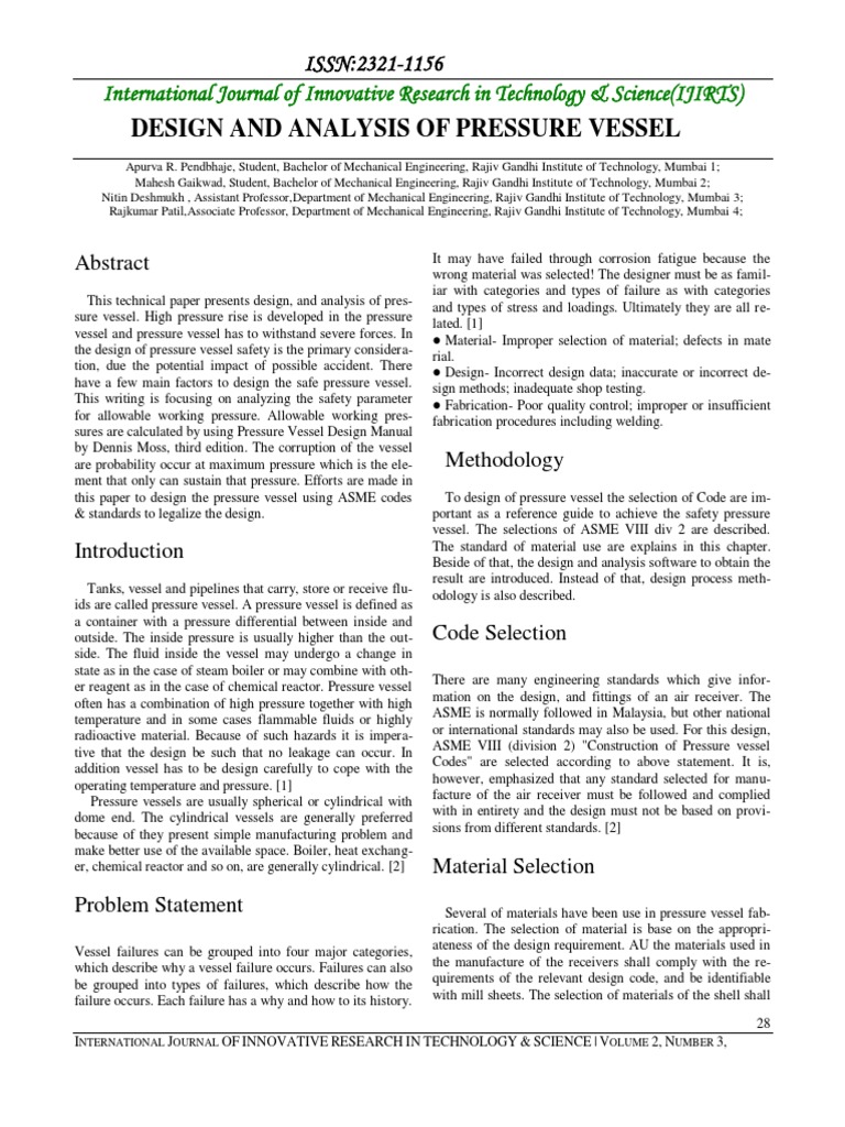 Pressure Vessel Design and Analysis | PDF | Stress (Mechanics ...