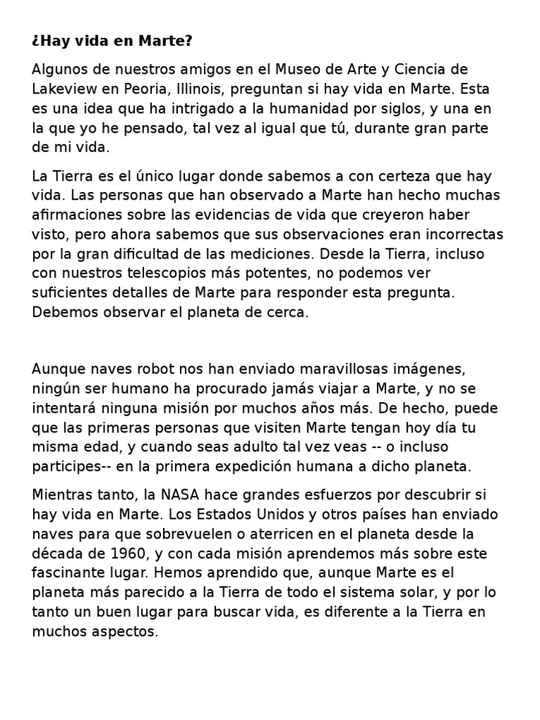 Vida en Marte | PDF | Marte | Vida en Marte