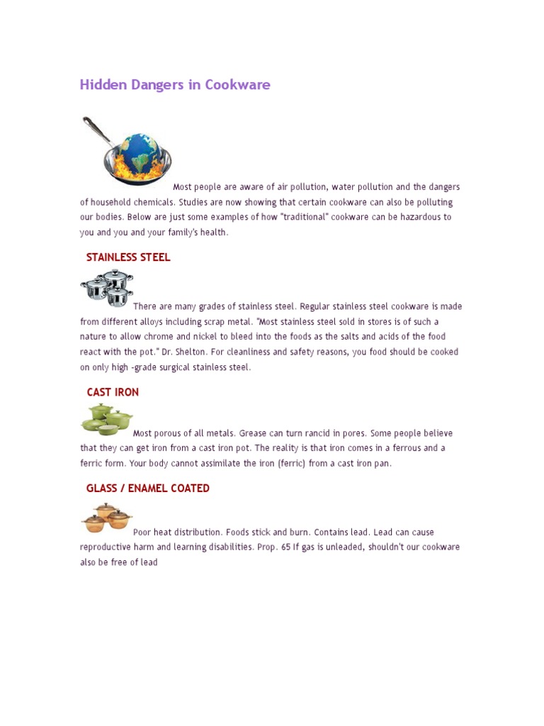 Hidden Dangers in Cookware | PDF | Cookware And Bakeware | Stainless Steel