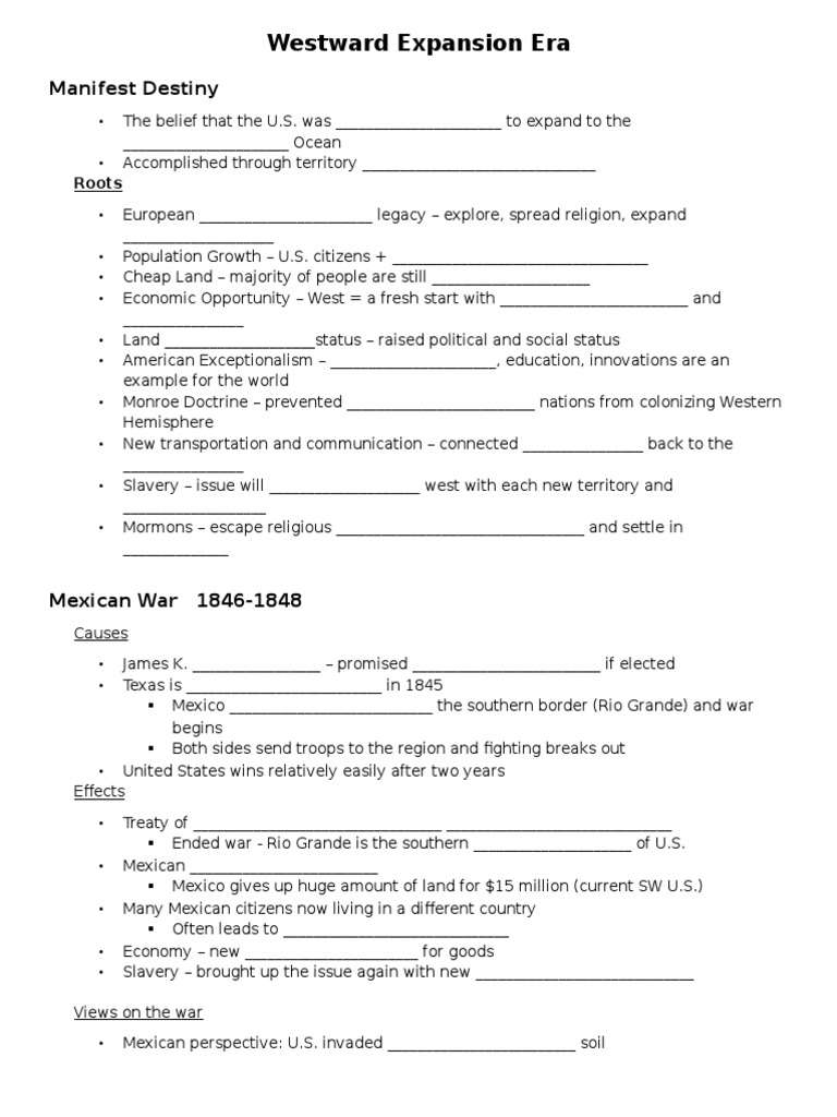 Guided Notes - Westward Expansion | PDF | California | The United States