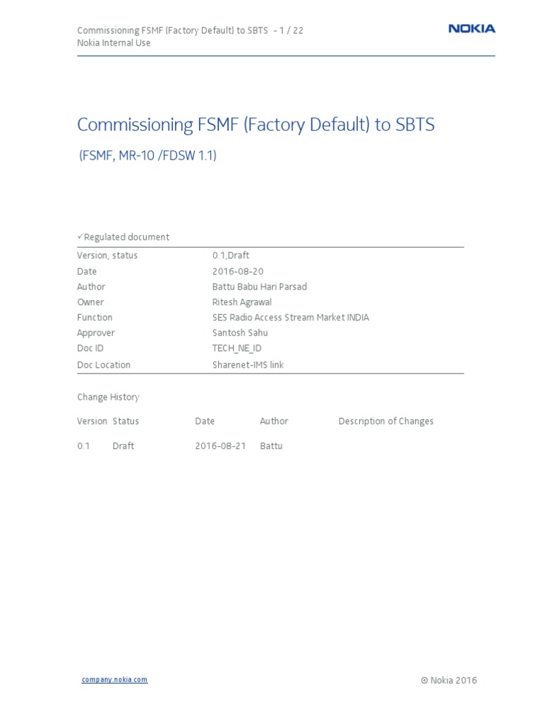 Commissioning FSMF Factory Default To SB PDF | PDF