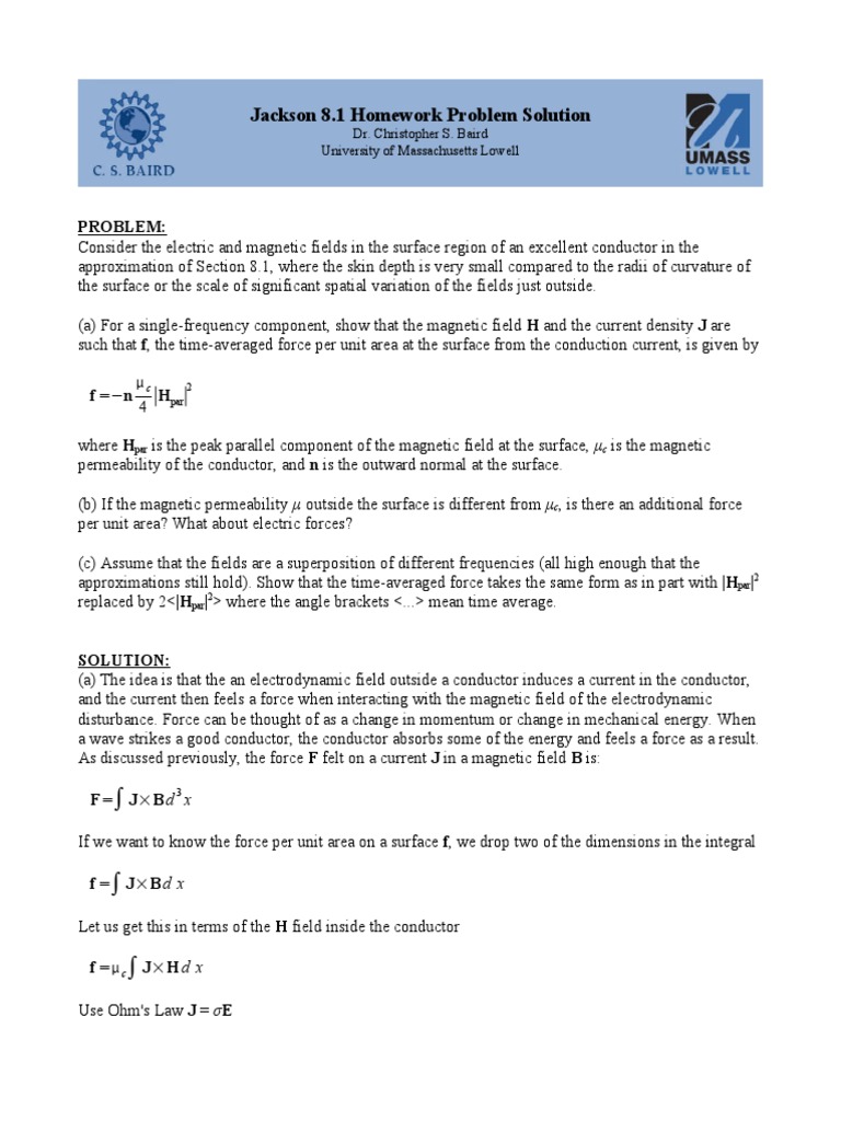 Jackson 8.1 Homework Problem Solution | PDF | Magnetic Field | Electromagnetic Radiation