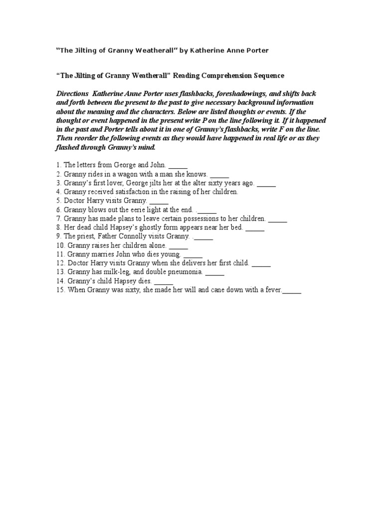 The Jilting of Granny Weatherall | PDF | Family | Society