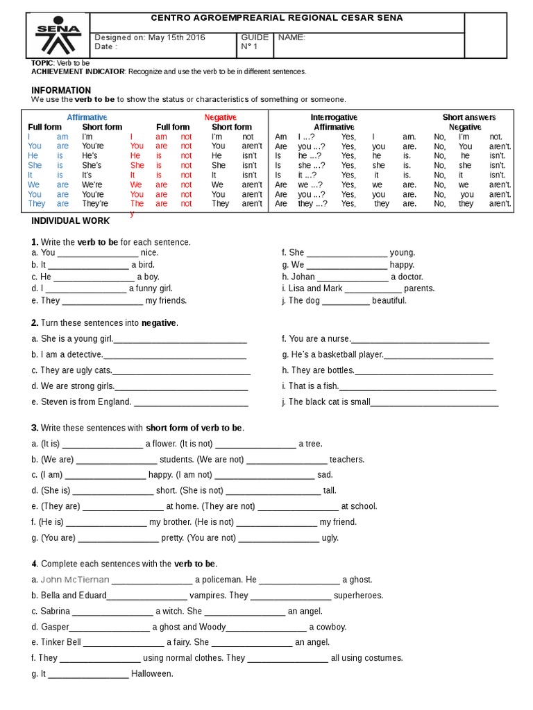 Guide Verb To Be | PDF | Linguistics